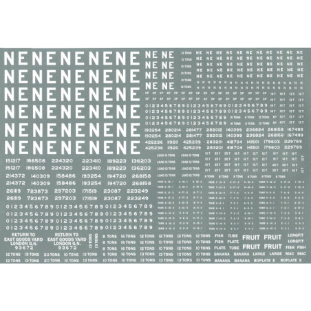 4MNE301 LNER Large sheet of wagon lettering and numbers, with 16" and 4 ...
